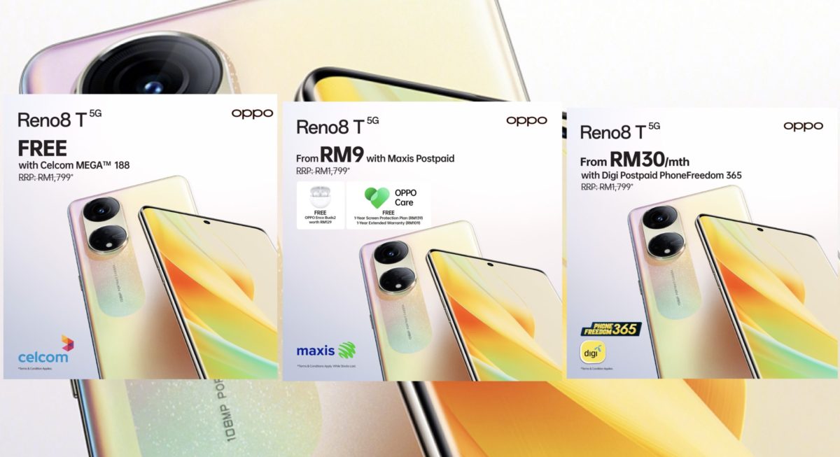 OPPO Reno8 T 5G kini ditawarkan oleh Maxis, Digi dan Celcom - Mobile Fokus